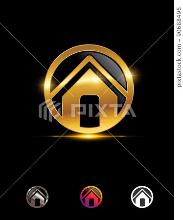 Golden Home Symbol Vector Logo Sign - Stock Illustration [90688498] - PIXTA