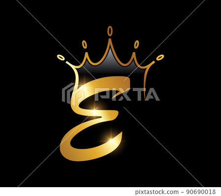 Golden Crown Monogram Initial Letter E - Stock Illustration [90690018 ...