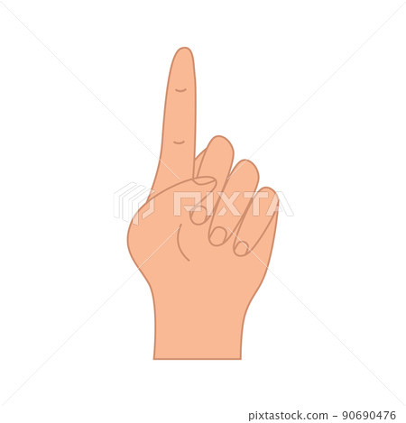 Gesture hand index finger up, vector... - Stock Illustration [90690476 ...