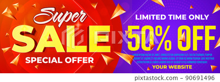 Super sale advertisement banner template. Fifty... - Stock Illustration ...