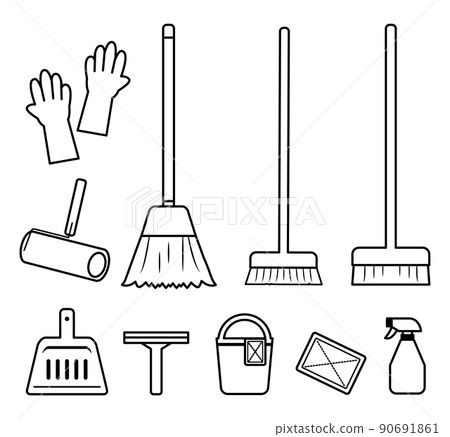 Cleaning tool set line drawing - Stock Illustration [90691861] - PIXTA