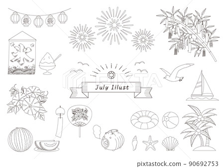 July illustration_set_line drawing - Stock Illustration [90692753] - PIXTA