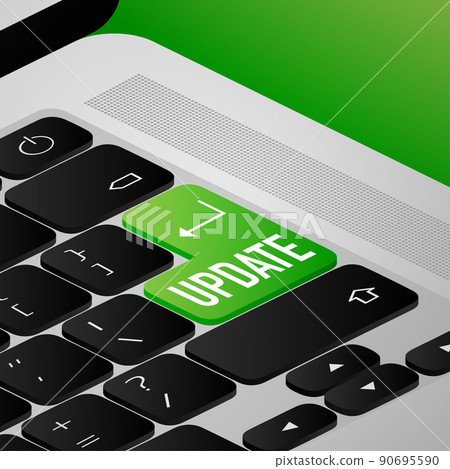 Update green button on white background. Blue... - Stock Illustration ...