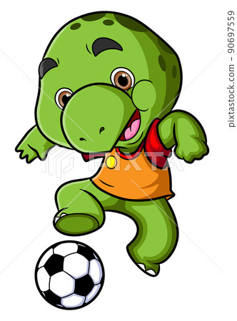 The turtle is playing football and wearing a cloth - Stock Illustration ...