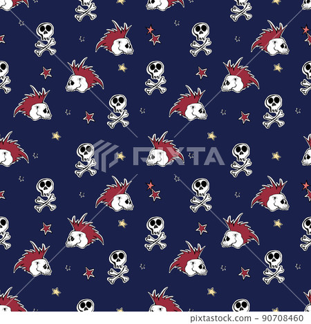 Vector hand drawn seamless pattern. Punk rock... - Stock Illustration ...
