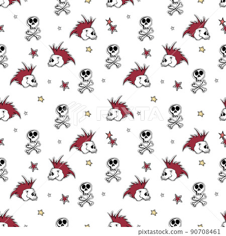 Vector hand drawn seamless pattern. Punk rock... - Stock Illustration ...