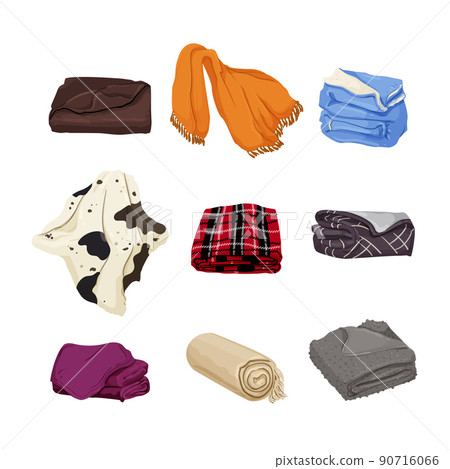blanket bed cartoon icons set vector - Stock Illustration [90716066 ...
