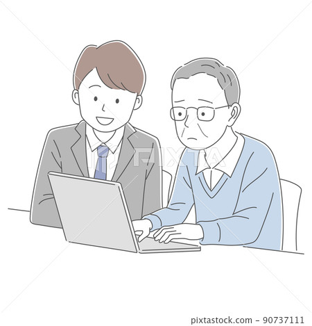 A teacher who teaches how to operate a computer... - Stock Illustration ...