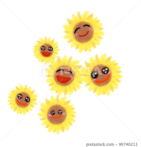 A lot of smiles, sunflower face - Stock Illustration [90740211] - PIXTA