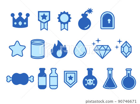 Game item icon set blue system - Stock Illustration [90746671] - PIXTA