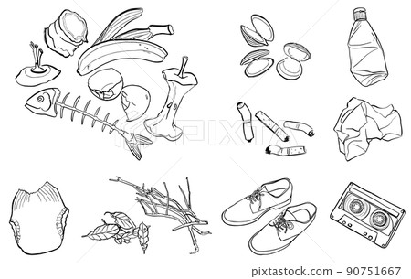 Combustible garbage illustration 1 color - Stock Illustration [90751667 ...