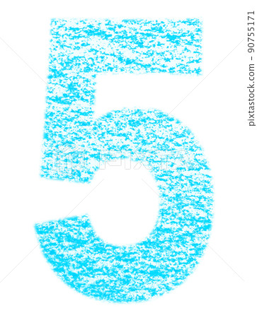 Numbers drawn with crayon Go 5 Light blue... - Stock Illustration ...