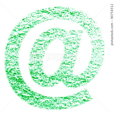 Symbol drawn with crayon at sign @ green... - Stock Illustration ...