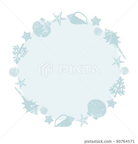 Stamp style shell round frame - Stock Illustration [90764571] - PIXTA