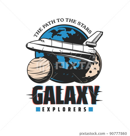 Galaxy explorer icon with space discovery... - Stock Illustration ...