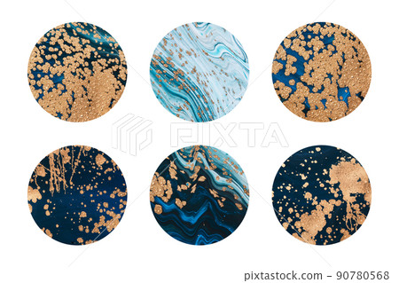 Round fluid art stickers set isolated on white... - Stock Illustration ...