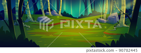 Deep forest landscape, cartoon vector illustration-插圖素材 [90782445 ...