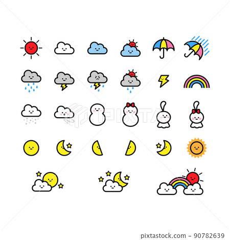 A set of cute weather marks - Stock Illustration [90782639] - PIXTA