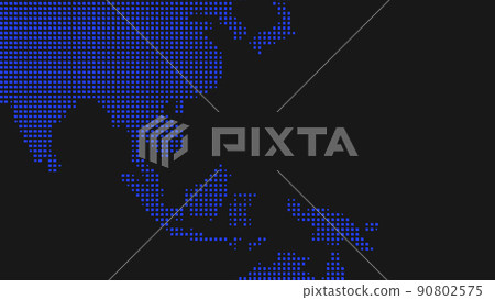 3d Pixel world Asia map on black background.... - Stock Illustration ...