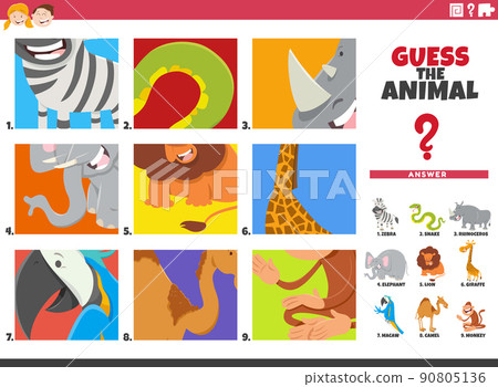 guess cartoon animal characters educational... - Stock Illustration ...