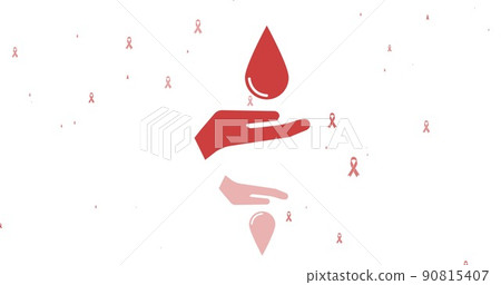 Illustration of red drop with hand and... - Stock Illustration ...