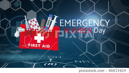 Illustration of emergency number day text and... - Stock Illustration ...
