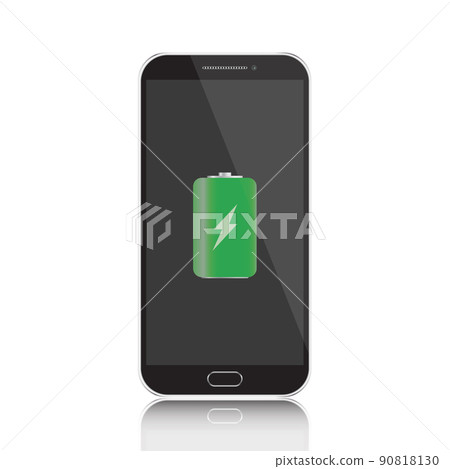 Black smartphone with green full battery icon.... - Stock Illustration ...