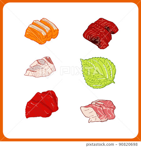Hand-painted sashimi multiple illustration set,... - Stock Illustration ...