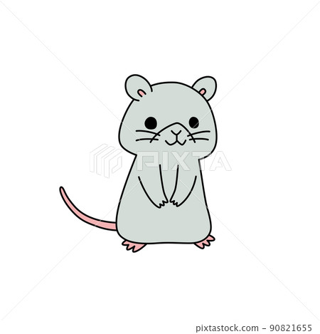 Simple and cute mouse illustration white... - Stock Illustration ...