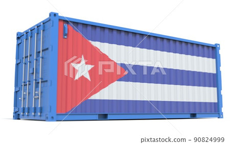 Flag of Cuba on the side of a cargo container,... - Stock Illustration ...