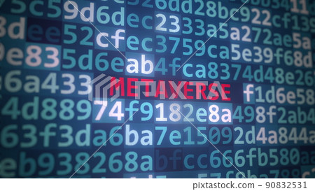 METAVERSE text and program code on the computer... - Stock Illustration ...