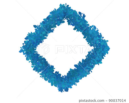 Blue diamond-shaped wreath frame - Stock Illustration [90837014] - PIXTA