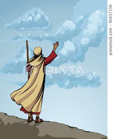 Moses with the staff. Vector drawing - Stock Illustration [90837156 ...