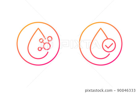 Acid drop icons with molecule, line vector - Stock Illustration ...