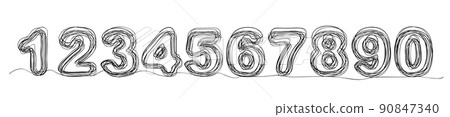 Line Drawing Numbers. - Stock Illustration [90847340] - PIXTA
