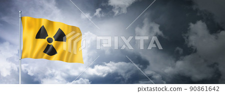 radioactive nuclear symbol flag on a cloudy sky - Stock Illustration ...