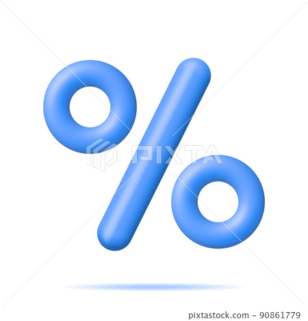 3D Realistic Blue Percent Sign Icon Isolated - Stock Illustration ...
