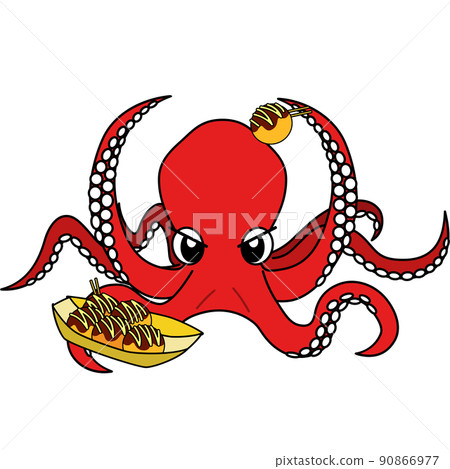Illustration of octopus and takoyaki (with... - Stock Illustration ...