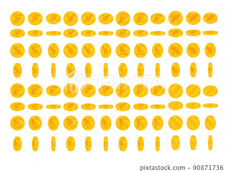 Coin material set of major currencies seen from... - Stock Illustration ...