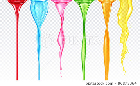 Colorful Liquid Flow Transparent Set - Stock Illustration [90875364 ...