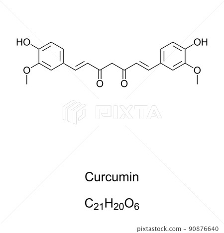 Curcumin, chemical formula and structure of the... - Stock Illustration ...