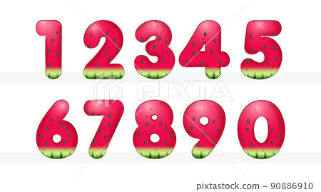 Watermelon Number 1-0 - Stock Illustration [90886910] - PIXTA