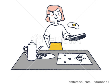 Women who cook breakfast People who cook in a... - Stock Illustration ...