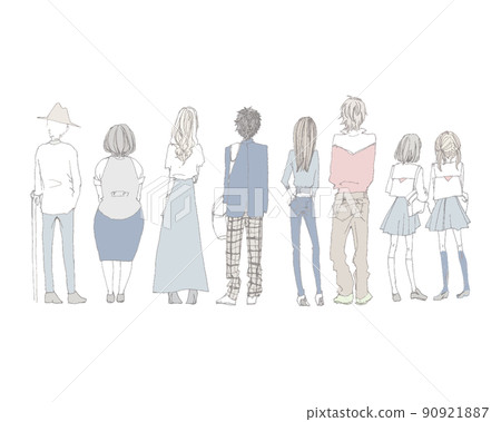 Vector illustrations of the backs of various... - Stock Illustration ...