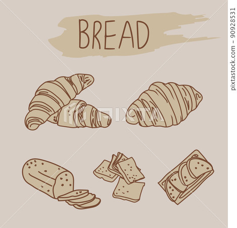 bread outline on brown background - Stock Illustration [90928531] - PIXTA
