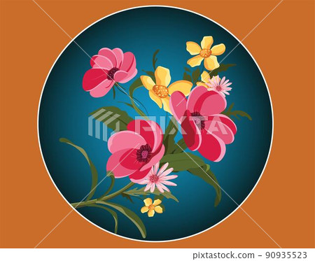 flowers painting colorful classical blooming...-插圖素材 [90935523] - PIXTA圖庫