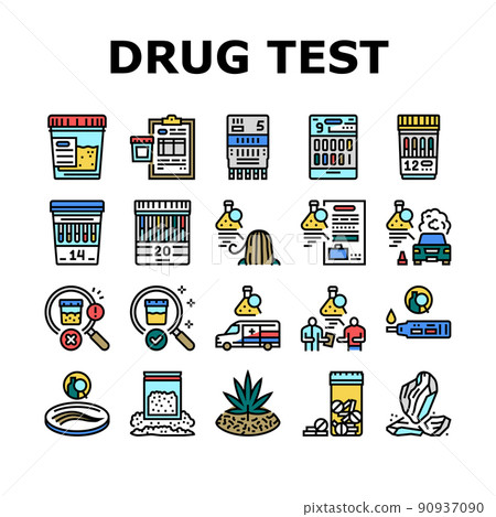 Drug Test Examination Device Icons Set Vector - Stock Illustration ...