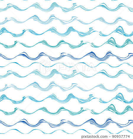 Seamless pattern with hand drawn waves - Stock Illustration [90937774 ...