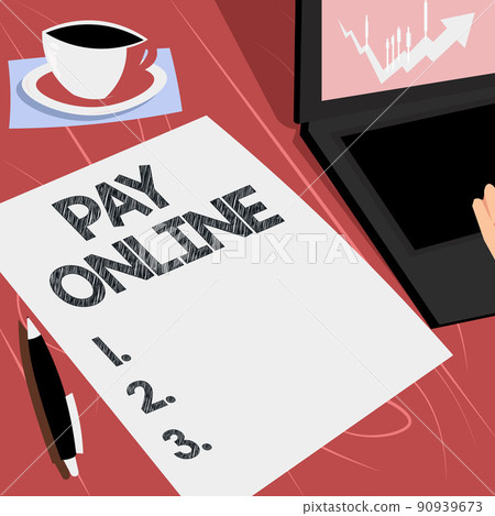 Text sign showing Pay Online. Business showcase... - Stock Illustration ...