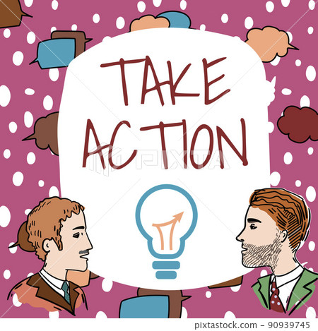 Conceptual display Take Action. Conceptual... - Stock Illustration ...